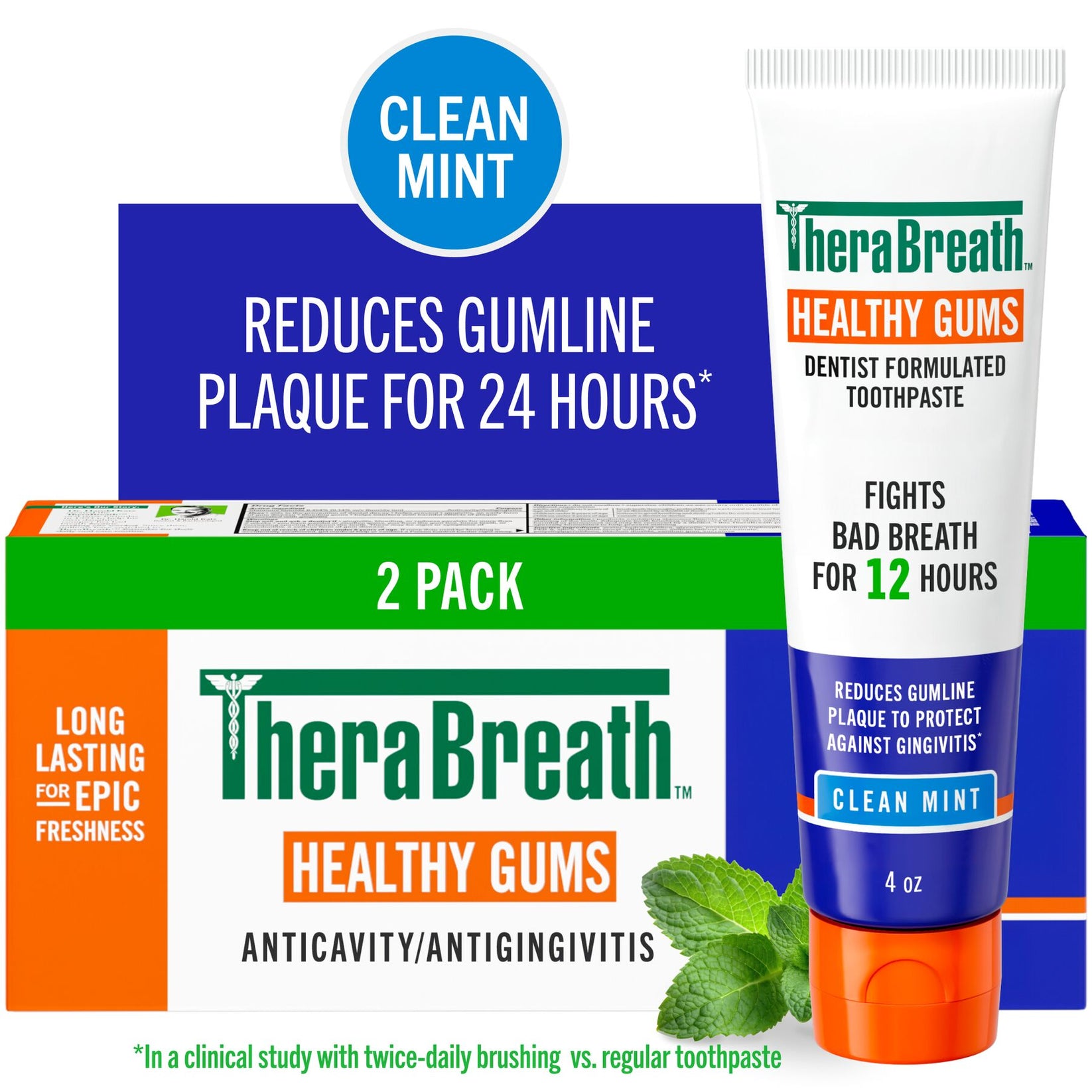 TheraBreath Healthy Gums Toothpaste, Helps Fight Gingivitis, Clean Min